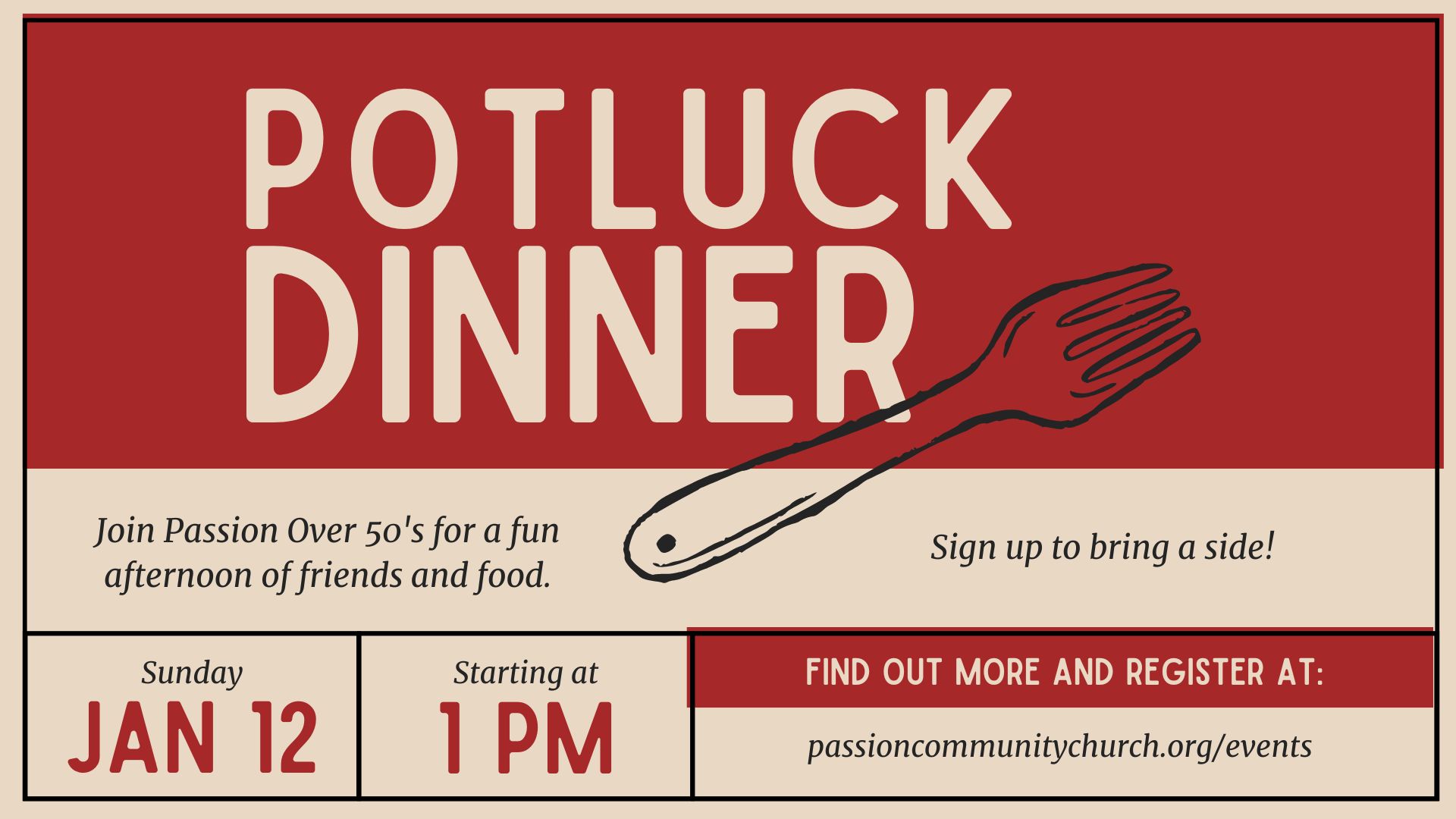 Over 50's Potluck Dinner - Passion Community Church | Churches in ...